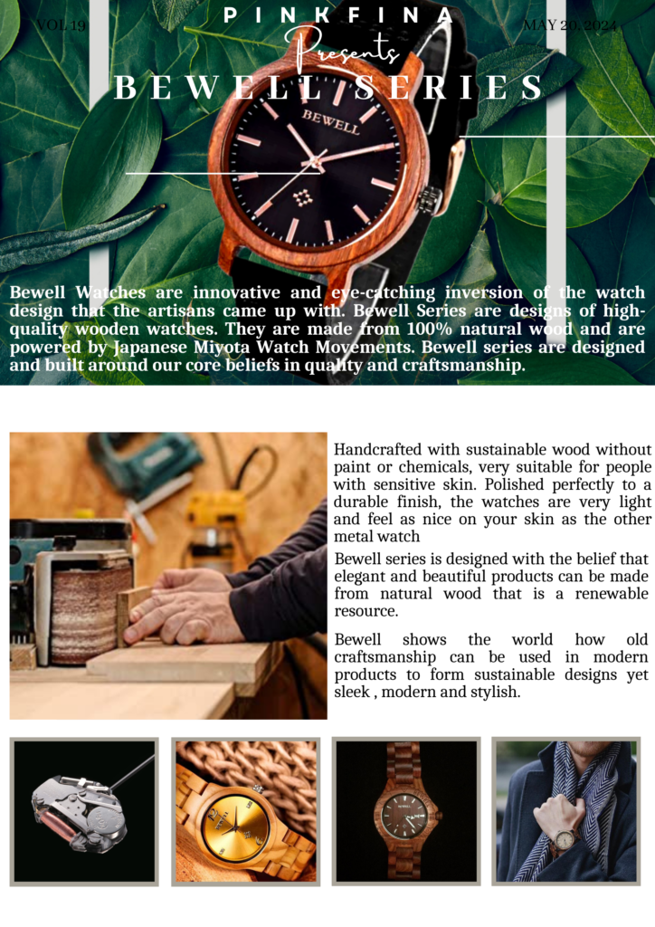 Bewell by Pinkfina, Maple Wood Watch for Men, equipped with Japanese ...