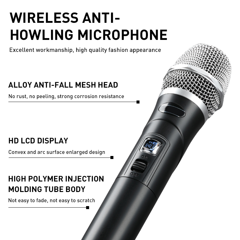 Audio Array Dual Channel Handheld Dynamic Wireless Microphone for ...