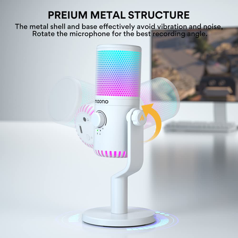 MAONO DM30 White Gaming USB Microphone, Programmable PC Computer ...