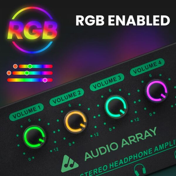 Audio Array AI-07 4-Channel Headphone Amplifier with 1/4" and 1/8" TRS Jack Input & Output | Dj ...