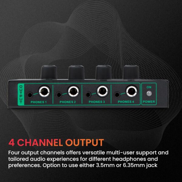 Audio Array AI-07 4-Channel Headphone Amplifier with 1/4" and 1/8" TRS Jack Input & Output | Dj ...