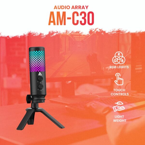 Audio Array AM-C30 Metal RGB Professional USB Microphone | One-Touch ...