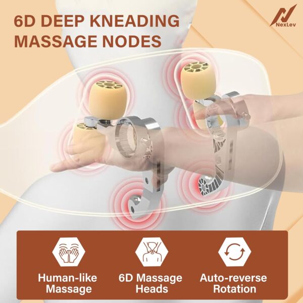 NexLev Shiatsu Neck Shoulder & Back Massager | 8 Kneading Nodes | 4 ...